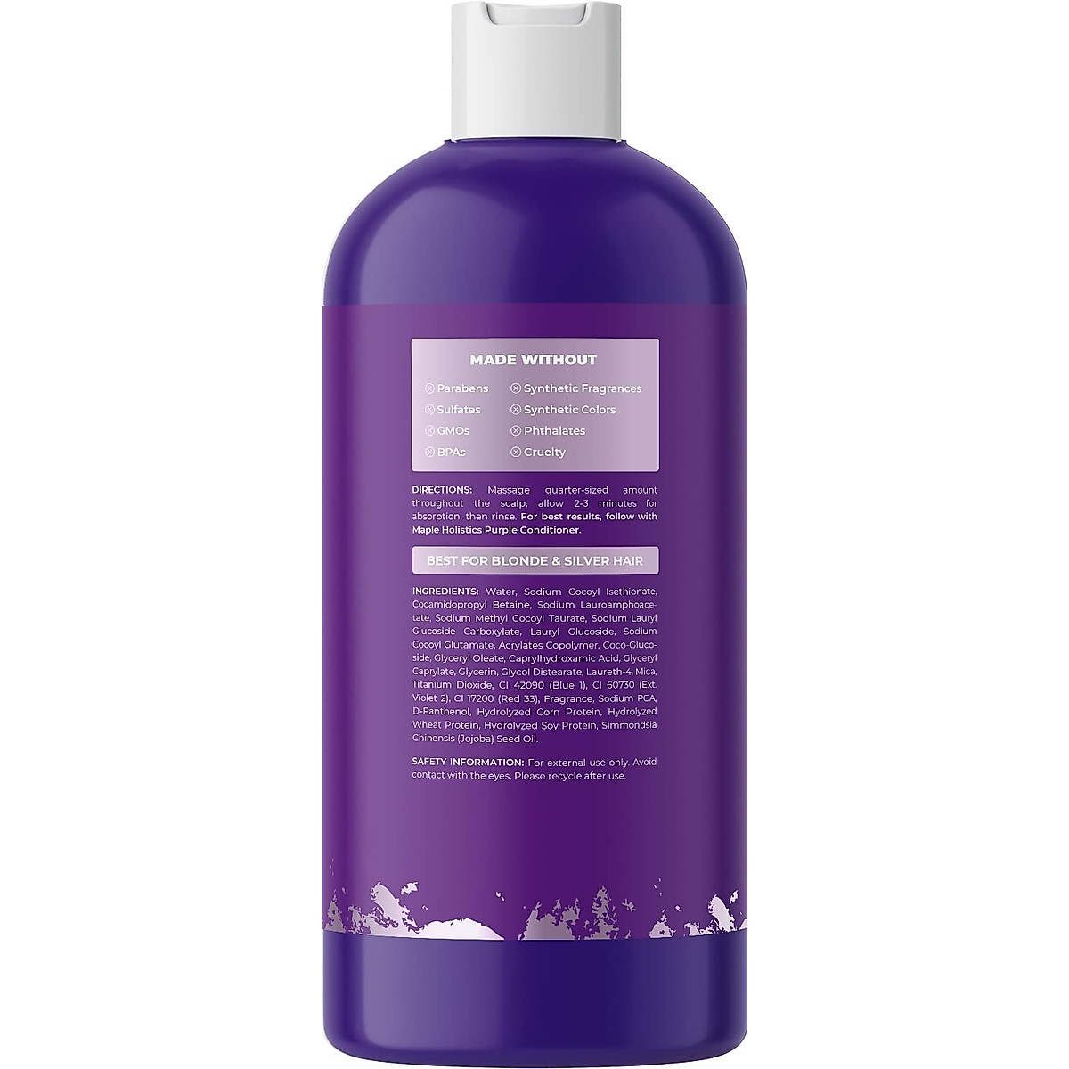Purple Shampoo Blonde Hair Toner - Sulfate Free Shampoo for Color Treated Hair plus Blonde Shampoo for Brassiness and Yellow Tones - Hair Toner for Bleached Hair Made with Cleansing Natural Oils 16oz