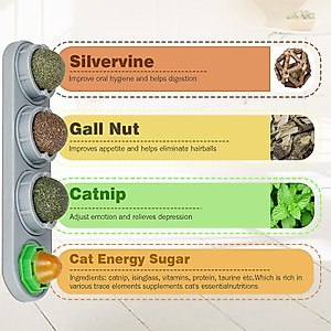 SINROBO Catnip Ball for Cats Wall, 4 Pack, Silvervine Balls, Edible Toys, Lick Safe Healthy Kitten Chew & Teeth Cleaning Dental Toys, Wall Treats (Grey)