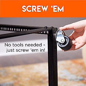 ECHOGEAR 20U Open Frame Rack & Caster Kit - Heavy Duty 4 Post Design Includes 2 Vented Shelves - Add Wheels to Your Serve Rack in Minutes