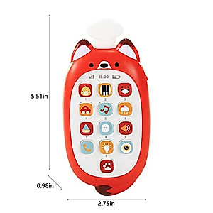 Baby Music Simulation Touch Screen Phone, Cat Foxes Chef Mobile Phone Baby Soft Glue Chewable Educational Toys 0-3 Years Old, Teething Gifts For Your Little One