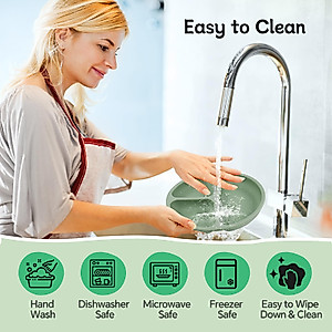 SHGMEET Silicone Baby Feeding Set, Baby Feeding Essentials, Baby Suction Bowl, Plates, Bib, Spoons set, Baby Led Weaning Supplies to Develop Self-feeding Skills, Dishwasher Safe (Green)