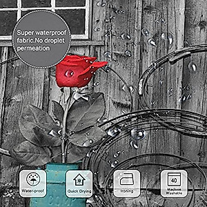 4 Piece Country Farmhouse Life Blue Pot Flowers Red Rose Shower Curtains Sets with Non-Slip Rugs, Toilet Lid Cover and Bath Mat, Bathroom Sets with Shower Curtain and Rugs and Accessories