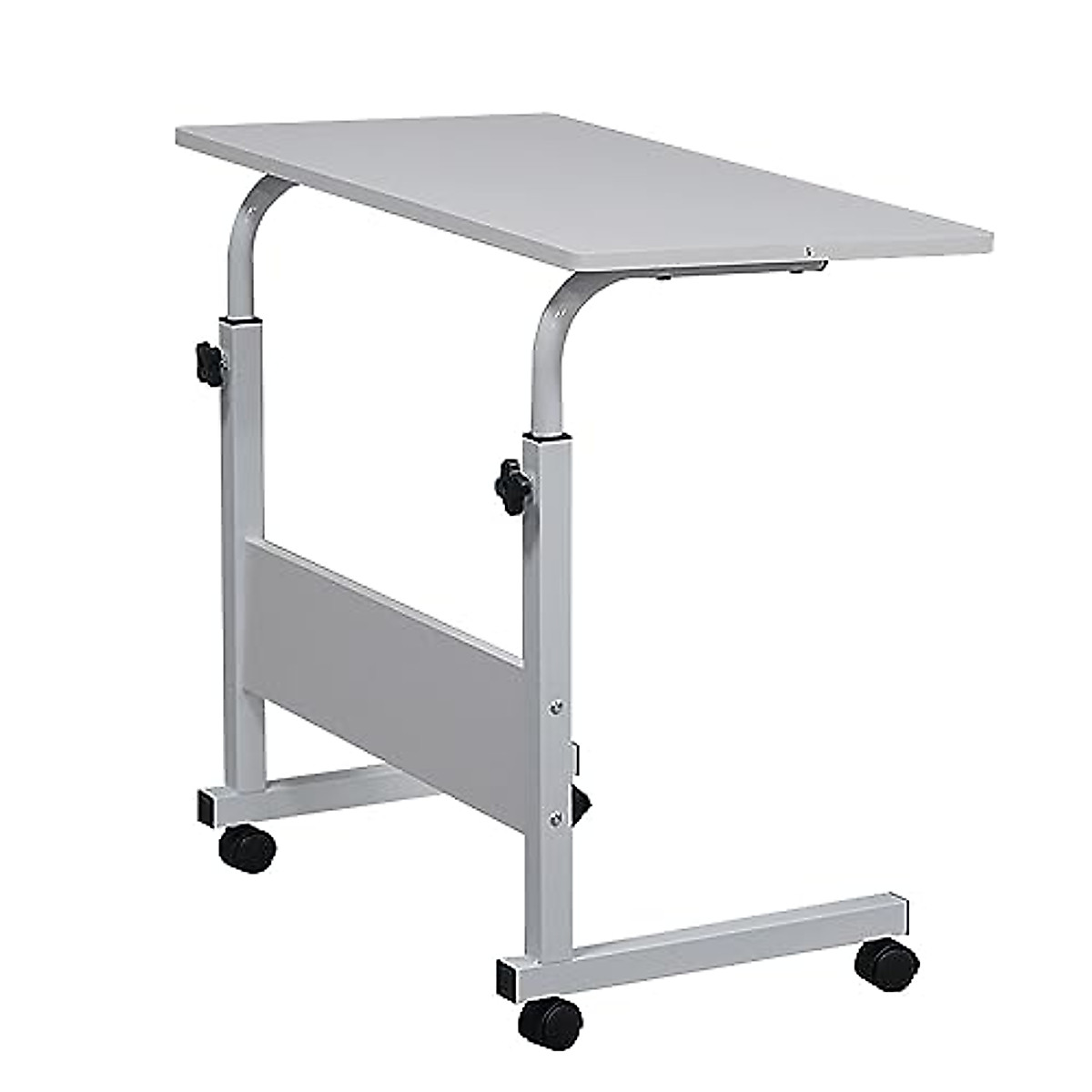 Lifting Mobile Computer Desk Standing Adjustable Height Rolling Laptop Small Desks for Small Spaces Foldable Workstation Writing Desk Collapsible Study Table Corner Side Table,Easy to Assemble,White