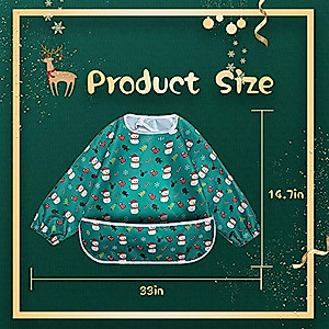 Little Dimsum Full Sleeved Feeding Bib 2 Pack,Baby & Toddler Waterproof Bib Apron,Food Protection Large Pocket Eating Smock 6-48 Months