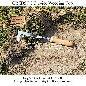GREBSTK Crack Weeder Crevice Weeding Tool Manual Weeder Beech Handle Lawn Yard Gardening Tool