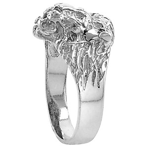 Gabriella Gold Sterling Silver Lion Ring Diamond Cut Finish 1/2 inch wide size 6.5