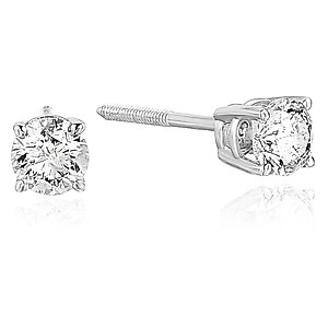 Vir Jewels 3/8 cttw Diamond Stud Earrings 14K White Gold Round Prong Set Basket Screw Backs