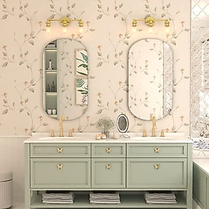 GETINLIGHT 20" Wide 3-Light Gold Bathroom Vanity Light with Clear Ribbed Glass Shade, Bulb Not Included, IN-0444-3-GD