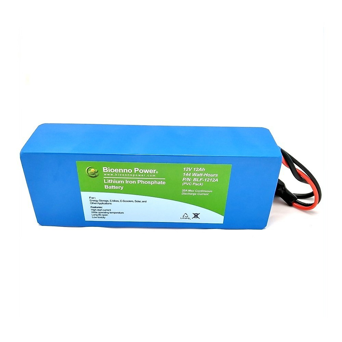 Bioenno Power 12V, 12Ah LFP LiFePO4 Lithium Iron Phosphate Battery (PVC, BLF-1212A)