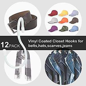 12 Pack Purse Hanger for Closet,Unique Twist Design Bag Hanger Purse Hooks, Large Size Closet Rod Hooks for Hanging Bags, Purses, Handbags, Belts, Scarves, Hats,Clothes, Pans and Pots (White)