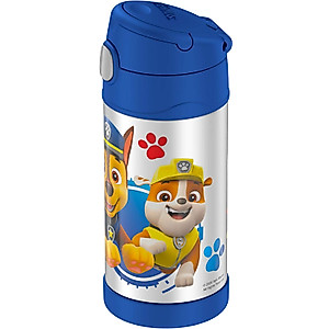 THERMOS FUNTAINER 12 Ounce Stainless Steel Vacuum Insulated Kids Straw Bottle, Paw Patrol