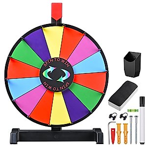 WinSpin 12" Color Prize Wheel Tabletop 14 Slots Heavy Duty Editable Spinning Wheel for Fortune Spinning Game Carnival & Tradeshow, Classic Series