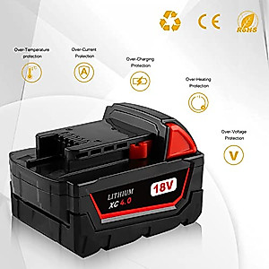 CEENR 2Pack 4000mAh M 18 Batteries Replacement for Milwaukee 18V Battery XC 48-11-1862 48-11-1840 48-11-1815 48-11-1820 48-11-1850 Lithium-ion Compatible with Milwaukee 18-Volt Tools Batteries