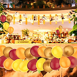 TKEJZu 80 Pcs 12 Inch Fall Balloons Orange Burgundy Lemon Yellow Metallic Gold Latex Balloons Harvest Festival Decoration for Autumn Theme Party, Weddings, Engagement, Baby Shower, Birthday Parties