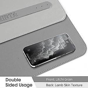 EMINTA Dual Sided Office Desk Pad, New Upgrade Sewing Waterproof PU Leather Large Mouse Mat Desk Blotter Protector, Ultra Thin Desk Writing Mat for Office/Home (Gray/Silver, 31.5" x 15.7")