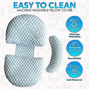 CASPERO Maternity Wedge Pillow for Pregnant Women - Soft Body Pillow for Side Sleepers, Support for Back, Belly, Hips, Neck with Detachable Adjustable Pillow Cover - Travel Friendly & Machine Washable