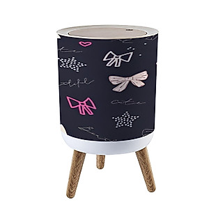 Trash Can with Lid Cute seamless pattern for girls Lovely doodle pattern Scandinavian Garbage Can Round Waste Bin Press Cover Dog Proof Wastebasket for Kitchen Bathroom Living Room Nursery 1.8gal