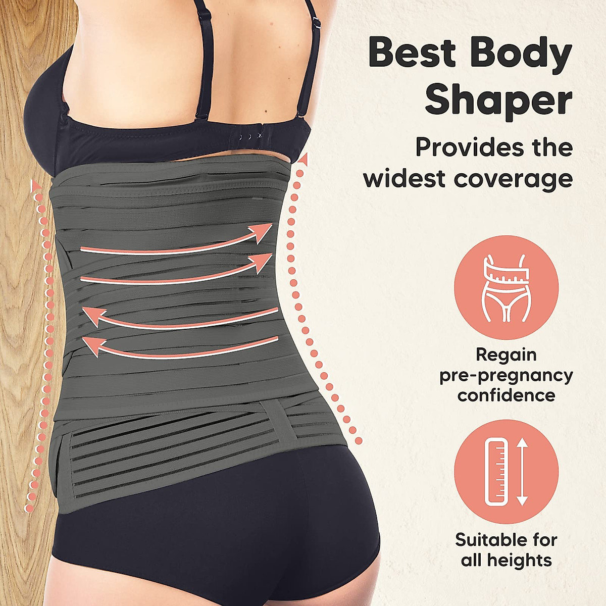 3 in 1 Postpartum Belly Support Recovery Wrap – Postpartum Belly Band, After Birth Brace, Slimming Girdles, Body Shaper Waist Shapewear,Post Surgery Pregnancy Belly Support Band (Mystic Gray, M/L)