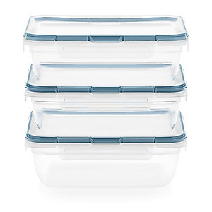 Snapware Total Solution 6-Pc Plastic Food Storage Containers Set with Lids, 8.5-Cup Rectangle Meal Prep Container, Non-Toxic, BPA-Free with 4 Locking Tabs, Microwave, Dishwasher, and Freezer Safe