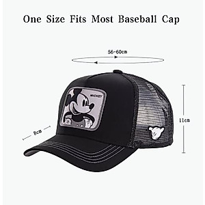 YAFUBO Cartoon Baseball Cap Men's Women's Retro Trucker Hat for Outdoor Sports Black