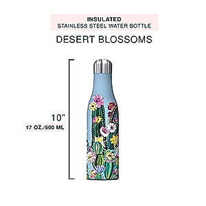 Studio Oh! WB100 Insulated Stainless Steel Water Bottle, 17 oz, Desert Blossoms