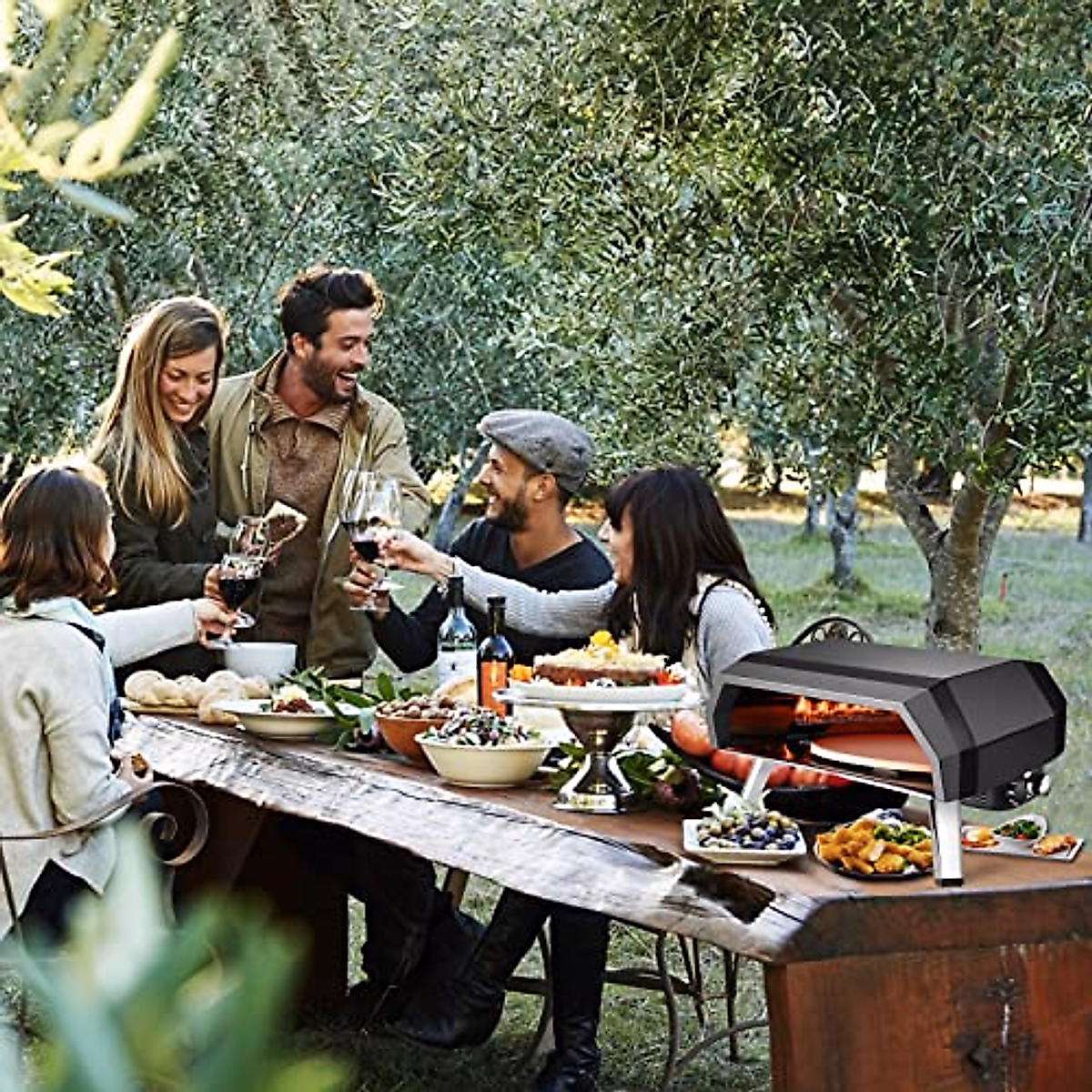 CCCDF 16 Pizza Oven Outdoor - Gas Pizza Oven Rotating - Portable Pizza Ovens for Outside Kitchen - Pizza Maker Oven Backyard Stone Brick Grill with Peel,Cutter,Clip,Thermometer and Carry Cover