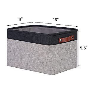 Ecegeva 17 Inch & 15 Inch Storage Canvas Basket for organizing Closet|Fabric Storage Baskets for organizing for Toys, Towels, Laundry, Nursery, Collapsible Clothes Fabric basket Empty With Handles(Bl