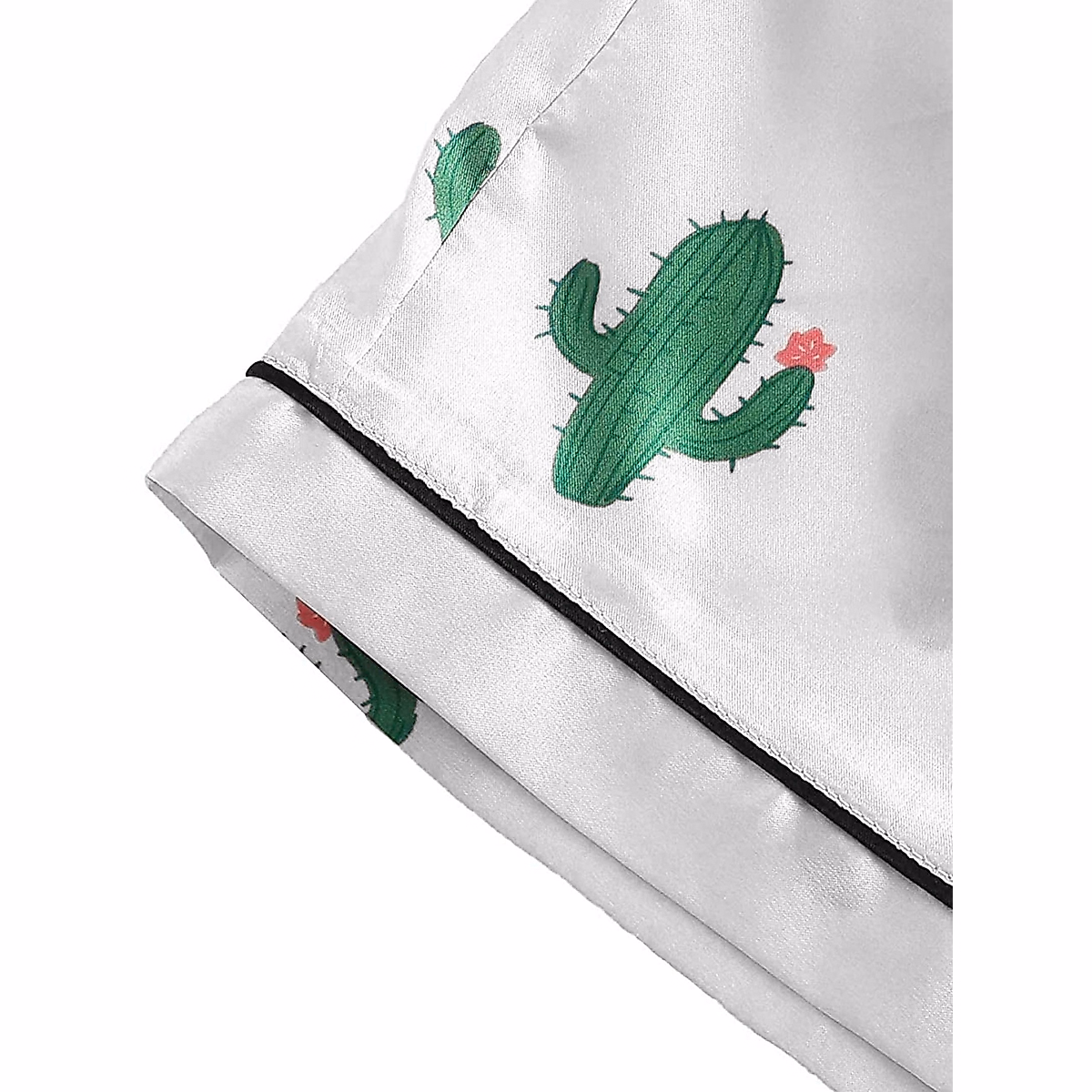 Remidoo Women's Short Sleeve Button Down Satin 2 Piece Pajama Set Sleepwear White Small