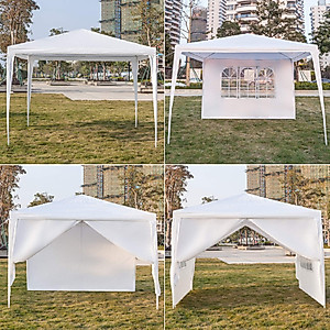 LeftCafe, Canopy Tent, Outdoor Gazebo Party Wedding Tent with Removable Sidewalls Easy Setup for Patio BBQ Cater Party, Camping, White 10 x 4