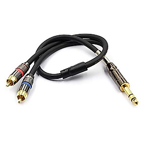 TISINO RCA to 1/4 Cable, Quarter inch TRS to RCA (1/4 Stereo to 2 RCA) Audio Y Splitter Cable Insert Cable - 10 feet/3 Meters