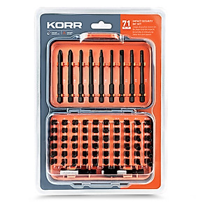 KORR Tools KIBPP022 71pc Security Bit Set Phillips, Square Recess, Slotted, Pozi Lock, Torx, Torx Tamper, Hex Tamper, Tri-Wing, Spanner, Torq-set, Clutch, Spline Specialty Driver Bits