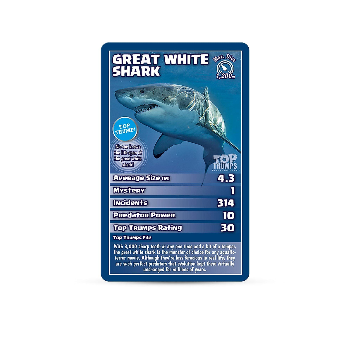Top Trumps Sharks Classics Card Game, learn about Great White Sharks, Tiger Sharks and Hammerheads in this educational pack, gift and toy for boys and girls aged 6 plus