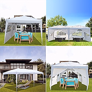 Outvita 10x20ft Pop Up Canopy with 6 SideWalls, Ez Pop Up Portable Instant Canopy Tent for Outdoor Events, Party, Wedding, Birthday,Graduation (White)