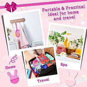 Nuanchu 2 Pcs Bar Soap Saver Bag Beauty Shampoo Conditioner Bar Pouch Rabbit Shape Travel Soap Holder Loofah Bubble Foam Net Savers Recycled Mesh Soap Bag(Light Pink, Rose Pink,14x7.8'')