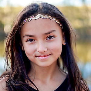 FROG SAC 6 Glitter Elastic Headbands For Girls, Adjustable Non Slip Thin Stretch Wavy Sport Headband Hair Bands for Teens, Cute Stretchy Zig Zag Nonslip Teen Girl Sport Hair Accessories