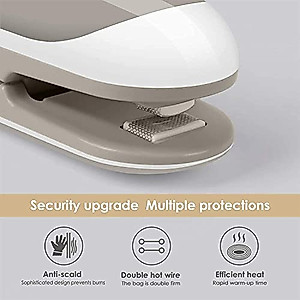 Mini Bag Sealer, Portable Sealing Bags Machine, Handheld Heat Food Vacuum Sealer Machine with Cutter and Hook for Snack, Plastic Bags, Storage, Potato Chip Cookie Bags (GRAY-WHITE 2PCS)