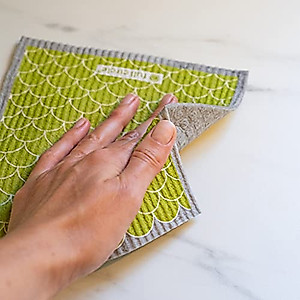 Full Circle Set of 3 Good Sheet Plant-Based Dishcloths – Super-Absorbent Reusable Dish Cloths - Multi-Use Washable Cleaning Cloths/Towels, Scales