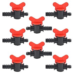 WMYCONGCONG 8 PCS Drip Irrigation Switch Valve 1/2 Inch Valve Bypass Drip Irrigation Barbed Ball Valve for Drip Irrigation Aquarium Hose Tube (8 PCS)