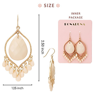 Bohemian Multi Beads Tassel Chandelier Dangle Drop Earrings for Women