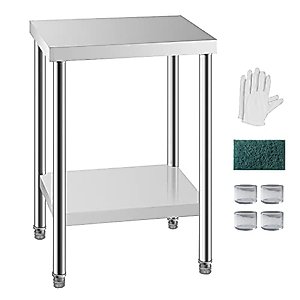 HXCFYP Stainless Steel Table for Prep & Work 24 x 18 Inches, NSF Commercial Heavy Duty Food Prep Worktable with Undershelf for Restaurant, Home and Hotel Christmas Preparation Table