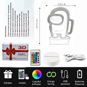 Fariy Skye Among Us 3D Night Lights, 3D Illusion Lamp 16 Color Changing Touch Best Birthday Gifts for Women/Mom/Grandma/Girlfriend/Daughter,Cat Gifts for Lovers