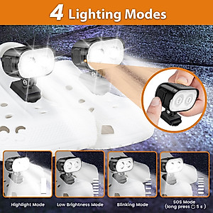Headlights for Crocs 2 Pcs, ABS Lights for Croc Rechargeable - Super Bright, Head Adjustable, IPX6 Waterproof, Flashlight Attachment for Croc, Light Up Charm Accessories for Kids Adults Croc Shoes