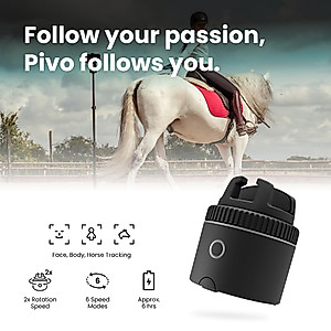 Pivo Pod Silver Equestrian Pack, Auto Face, Body, Horse Tracking Phone Holder, 360° Rotation, Remote Control for Hands-Free Video Recording