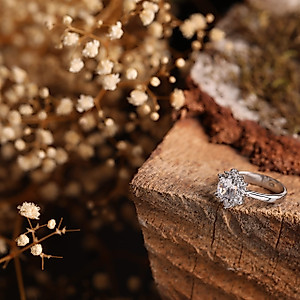 LOMBARDY JEWELRY 925 Sterling Silver with Round brilliant Cut Clear Cz Cubic Zirconia Stone Engagement Wedding Promise Halo Ring Luxury Gift for Women (7)