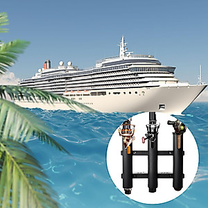 BigTron Fishing Rod Holder Bracket, Tube 3 Rod Rack, Fishing Rod for Boat Kayak Garage Storage or Truck with Screws Side-Mount (Black) (3)