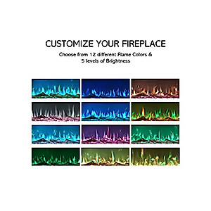 Naomi Home Electric Fire Place Heater for The Wall Mount, Living Room Black 40 inches/9 Flame Colors