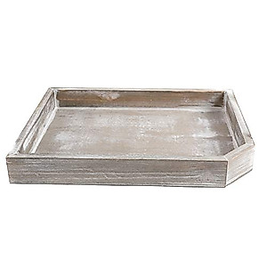 Liry Products Vintage Gray Rustic Torched Distressed Wood Food Serving Tray Breakfast Coffee Office Desktop Document Holder Home Kitchen