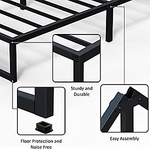 EMODA 12 Inch California King Bed Frames Heavy Duty Metal Cal King Platform with Steel Slats Support, No Box Spring Needed, Noise Free, Black