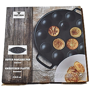Cast Iron Poffertjes Pancake Pan, Enameled Bottom Dutch Mini Pancake Maker