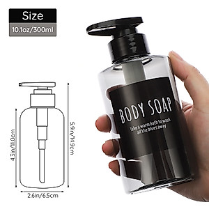 Empty Shampoo Bottles, Segbeauty 10.1oz Plastic Pump Dispenser Bottle, 3pcs 300ml Refillable Shampoo Pump Bottles for Shower, Grey Pump Bottles for Body Soap Shampoo Hair Conditioner Hotel Bathroom